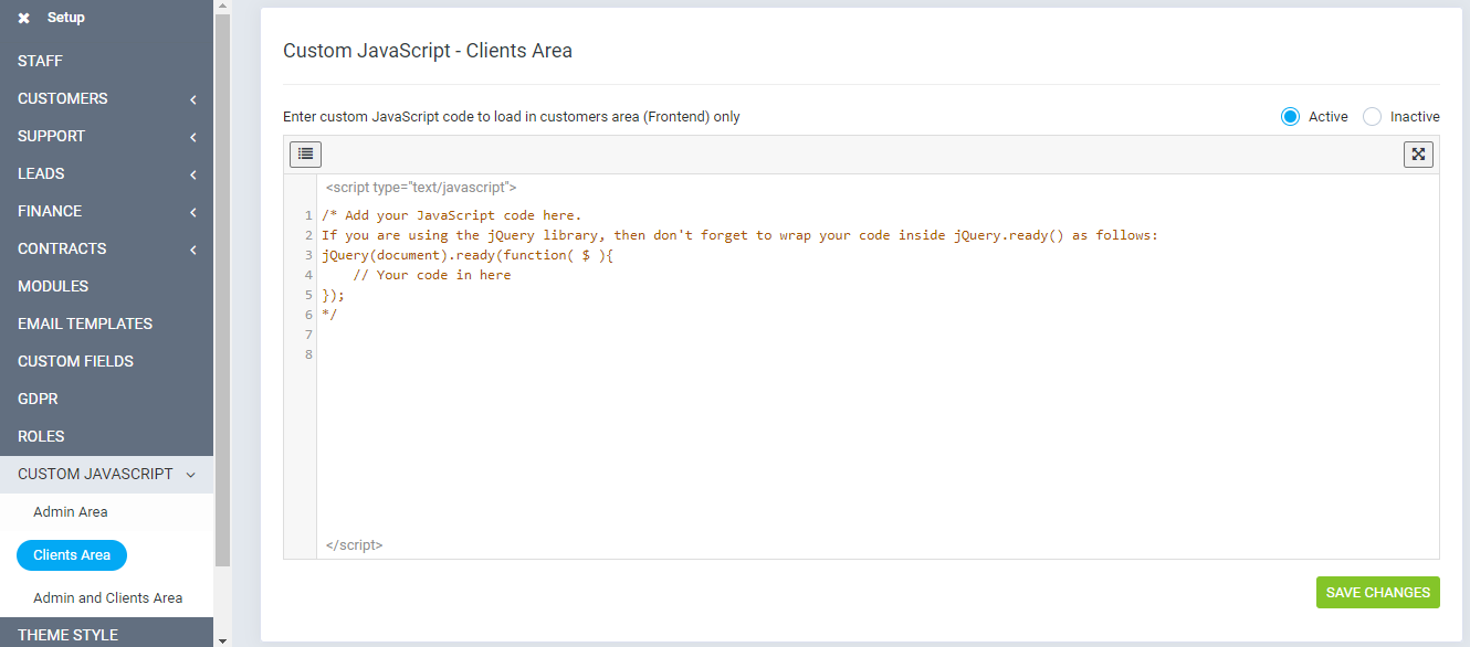 Elite Custom JS module for Perfex CRM by wpeliteplugins | CodeCanyon